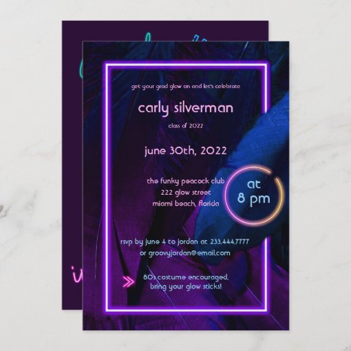 Neon Glow Graduation Party Invitation | Zazzle
