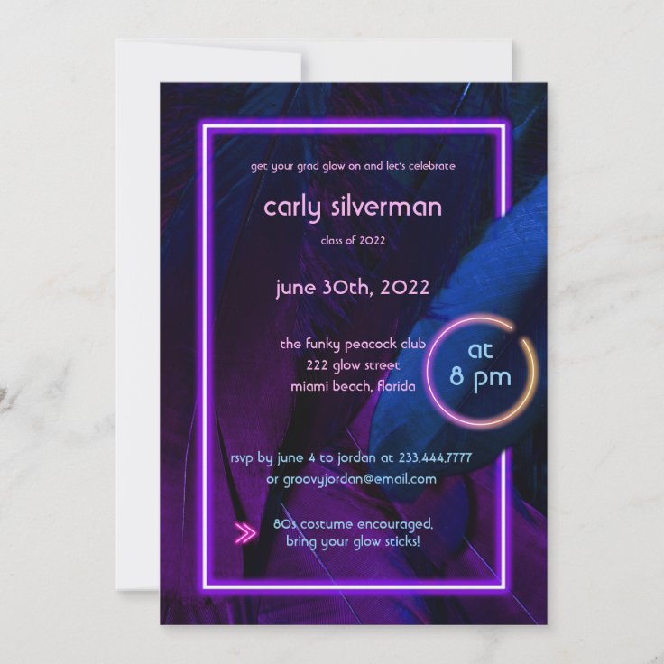 Neon Glow Graduation Party Invitation | Zazzle