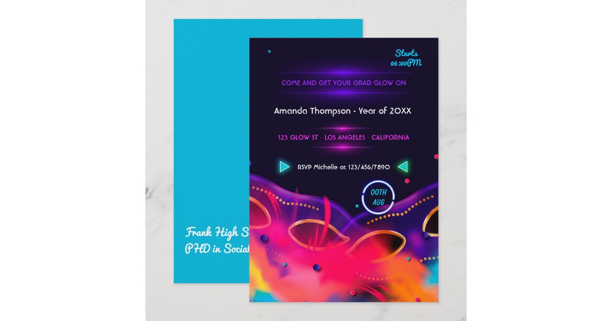 Neon Glow Graduation Party Invitation | Zazzle
