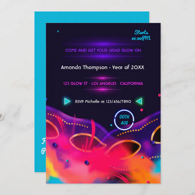 Neon Glow Graduation Party Invitation | Zazzle