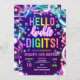 Neon Glow Hello Double Digits 10th Birthday Party Invitation | Zazzle