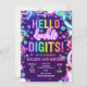 Neon Glow Hello Double Digits 10th Birthday Party Invitation | Zazzle