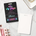 Neon Glow Karaoke Birthday VIP Pass Custom Party Badge | Zazzle