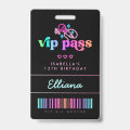 Neon Glow Karaoke Birthday VIP Pass Custom Party Badge | Zazzle