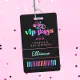 Neon Glow Karaoke Birthday VIP Pass Custom Party Badge | Zazzle