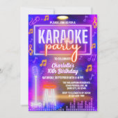 Neon Glow Karaoke Singing Musical Birthday Party Invitation | Zazzle
