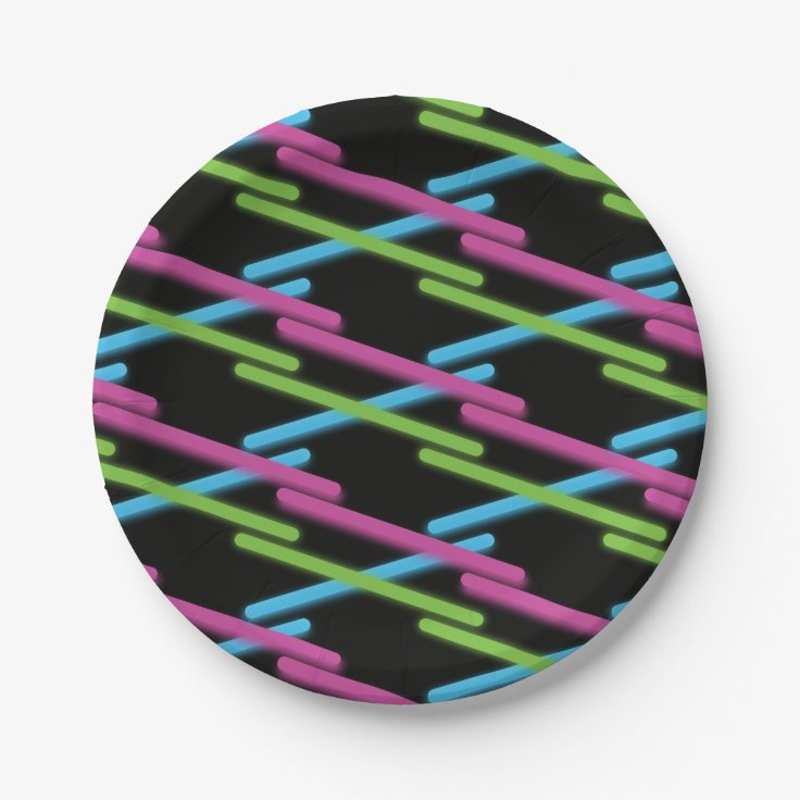 Neon Glow Laser Tag Party Plates | Zazzle