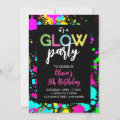 Neon Glow Paint Splatter Birthday Invitation | Zazzle