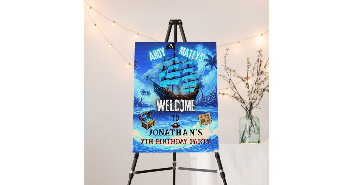 Neon Glow Pirate Ship Ahoy Mateys Welcome Sign | Zazzle