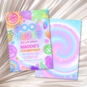 Neon Glow Pool Party Birthday Invitation | Zazzle