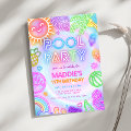 Neon Glow Pool Party Birthday Invitation | Zazzle