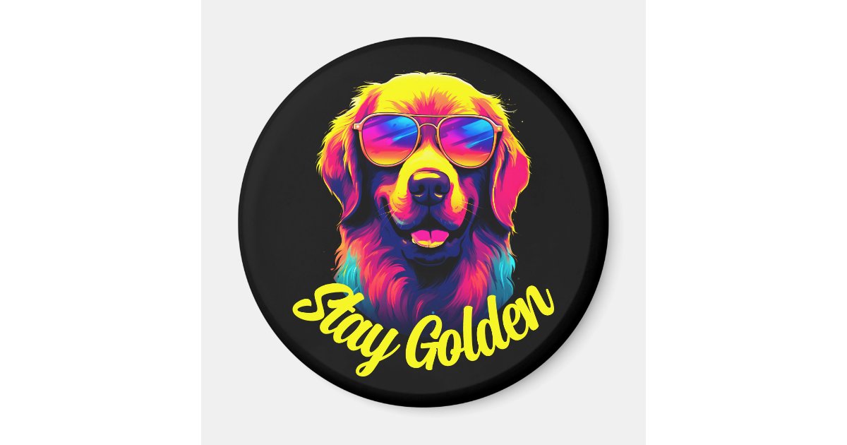 Neon Golden Retriever Magnet | Zazzle
