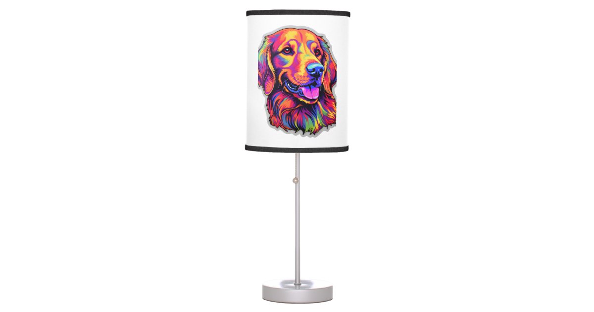 Neon Golden Retriever Table Lamp | Zazzle