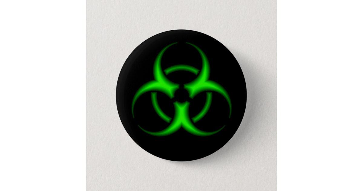 Neon Green Biohazard Symbol Button | Zazzle