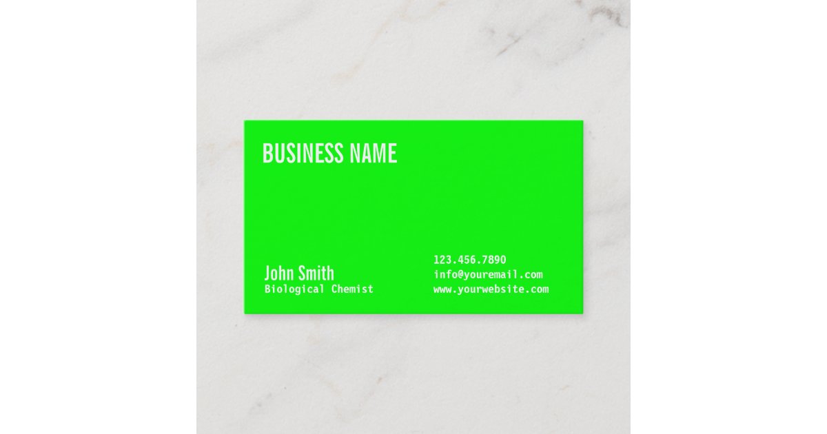 Neon Green Biological Chemist Business Card | Zazzle