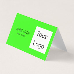 Neon Green Bright Colorful Your Custom Photo Logo Business Card | Zazzle