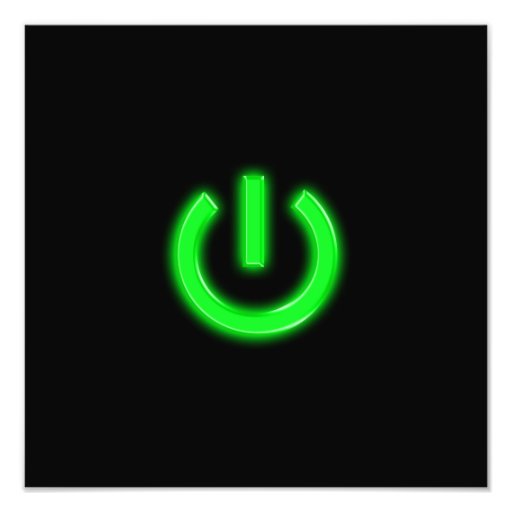 Neon Green Flourescent Power Button Art Photo | Zazzle