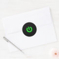 Neon Green Flourescent Power Button Classic Round Sticker | Zazzle