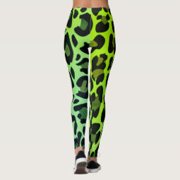 Neon Green Leopard print Leggings | Zazzle