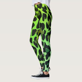 Neon Green Leopard print Leggings | Zazzle