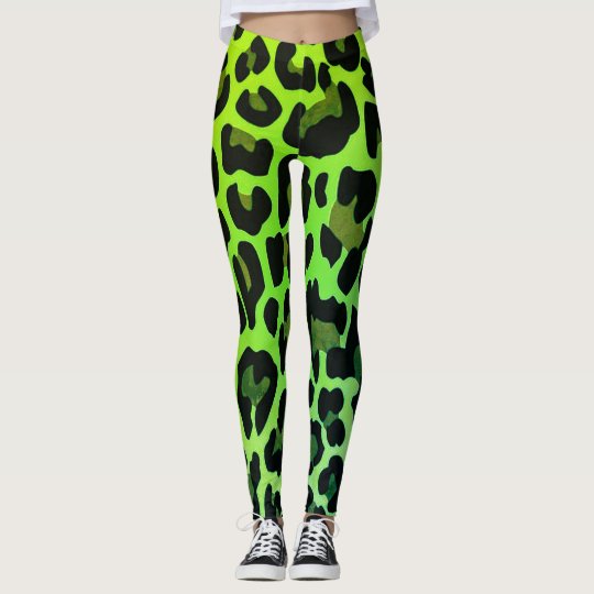 Neon Green Leopard print Leggings | Zazzle.com