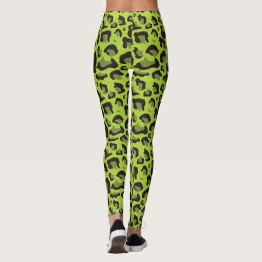 Neon Green Leopard Print Leggings | Zazzle