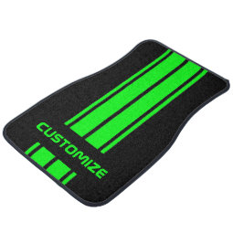 Neon Green Race Stripes Car Floor Mat | Zazzle