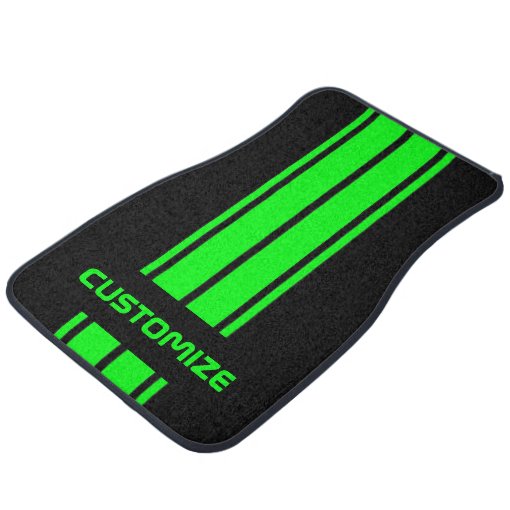 Neon Green Race Stripes Car Floor Mat | Zazzle