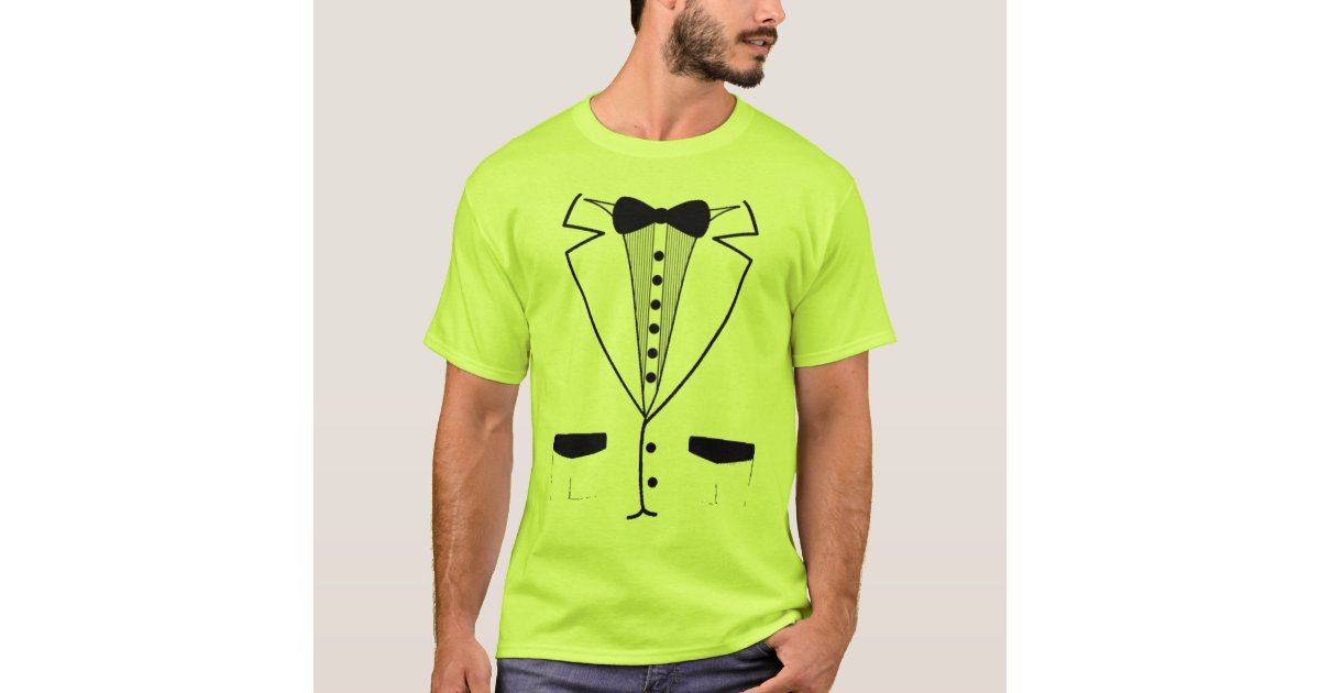 Neon Green Retro Tuxedo Sleeveless Shirt | Zazzle