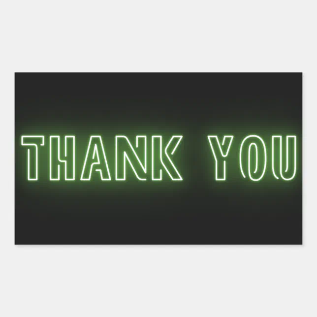 Neon Green Sign Trendy Thank You Rectangular Sticker | Zazzle