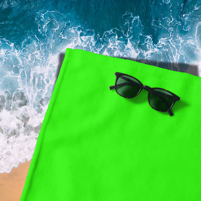 Neon Green Solid Color | Classic Beach Towel | Zazzle
