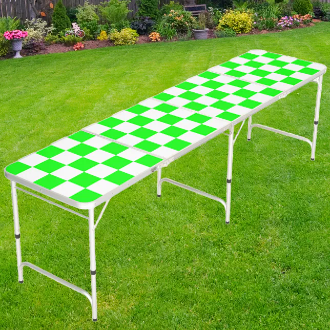 Neon Green & White Checker Beer Pong Table | Zazzle