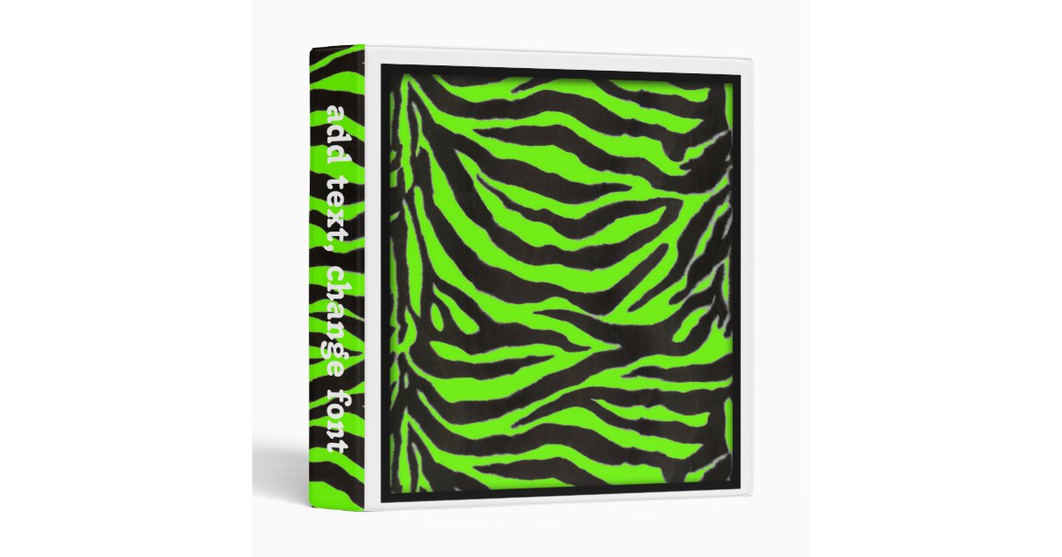 Neon Green Zebra Skin Texture Background 3 Ring Binder | Zazzle
