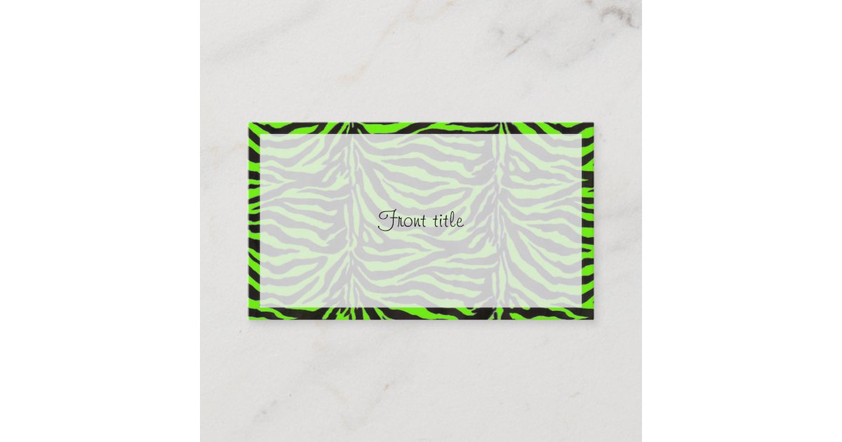 Neon Green Zebra Skin Texture Background Business Card | Zazzle