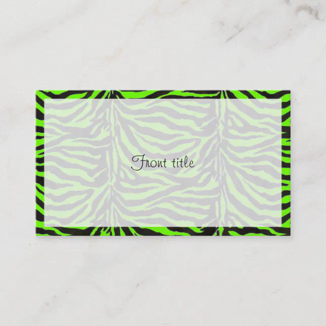 Neon Green Zebra Skin Texture Background Business Card | Zazzle