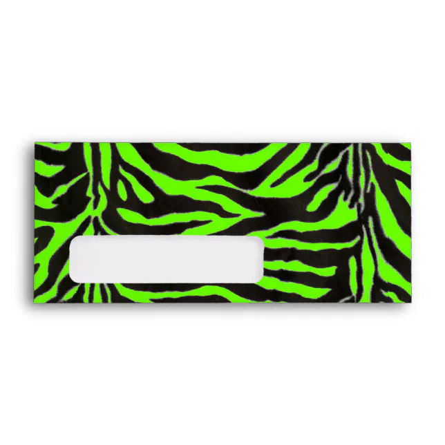 Neon Green Zebra Skin Texture Background Envelope | Zazzle