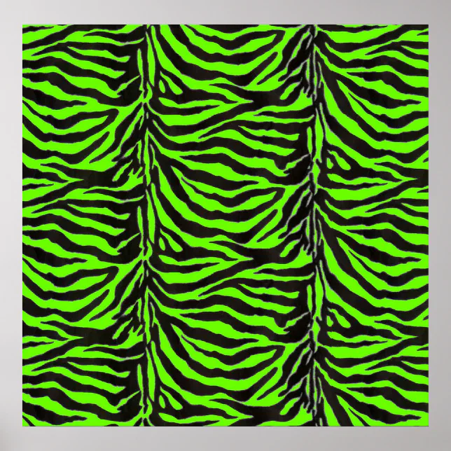 Neon Green Zebra Skin Texture Background Poster | Zazzle