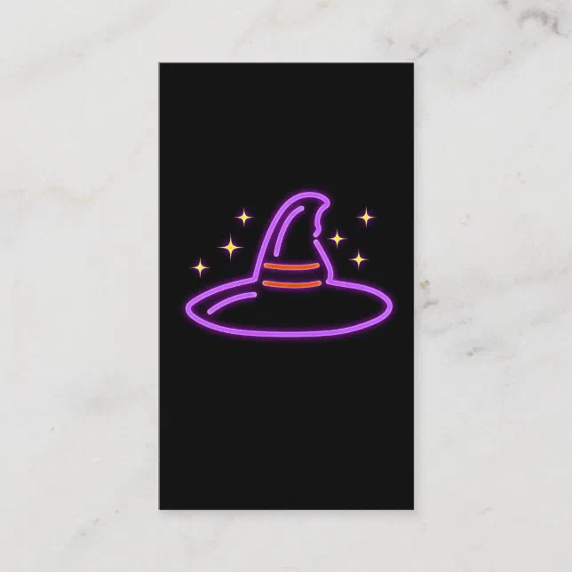 Neon Halloween Witch Hat Gift Idea Retro Magic Business Card | Zazzle