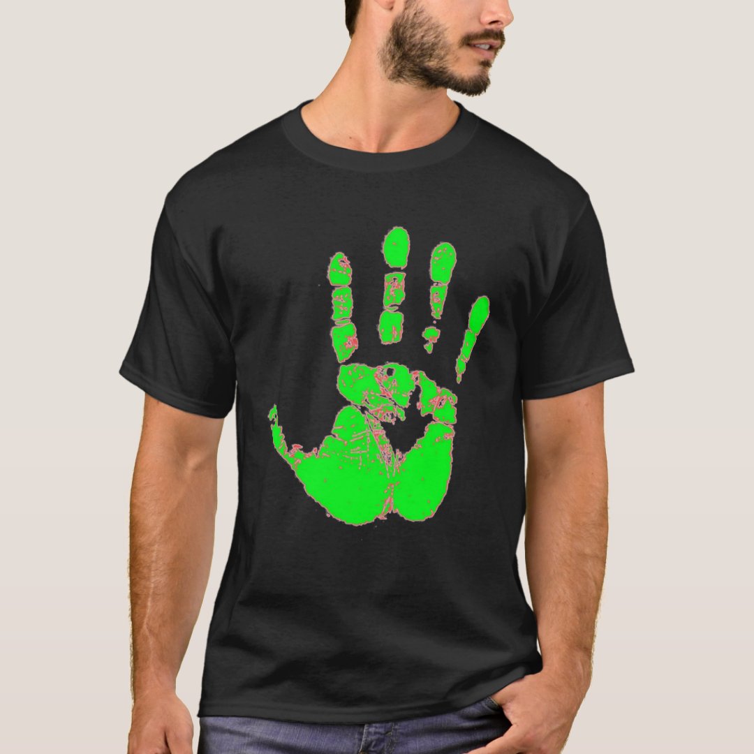 Neon Handprint T-Shirt | Zazzle