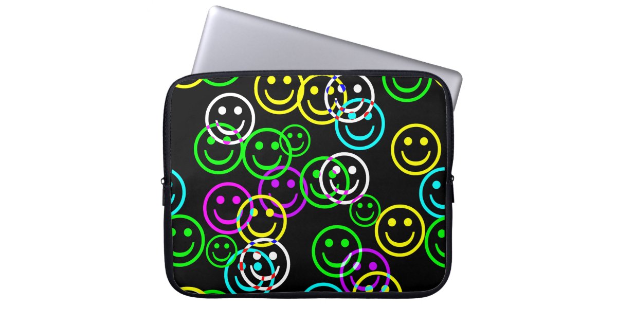 Neon Happy Face Laptop Sleeve | Zazzle