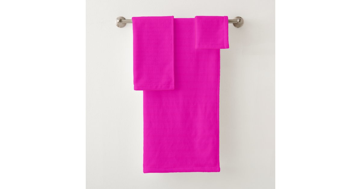 Neon Hot Pink Bath Towel Set | Zazzle