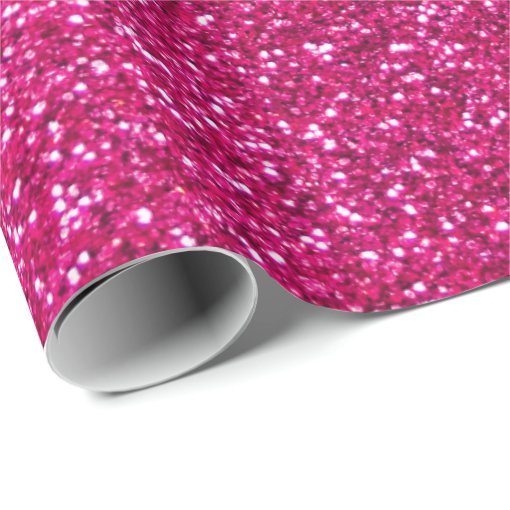 Neon hot pink glitter wrapping paper | Zazzle