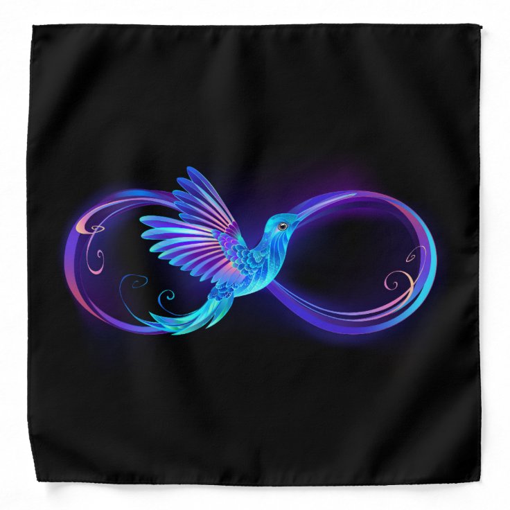 Neon Infinity Symbol with Glowing Hummingbird Bandana | Zazzle