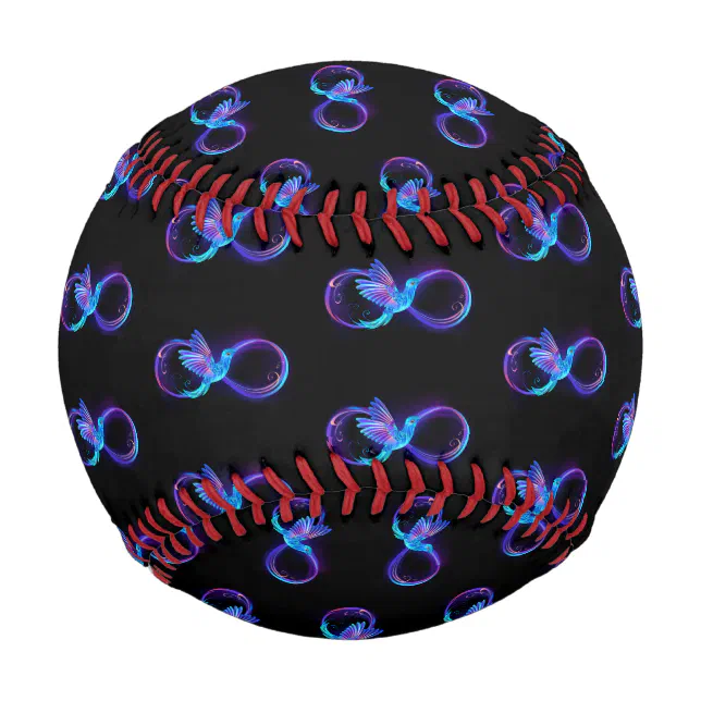 Neon Infinity Symbol with Glowing Hummingbird Baseball | Zazzle