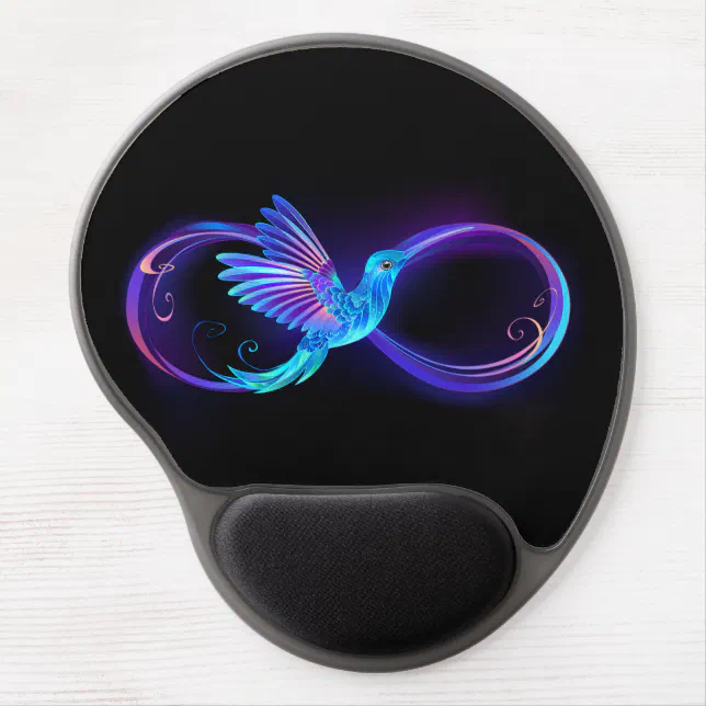 Neon Infinity Symbol with Glowing Hummingbird Gel Mouse Pad | Zazzle