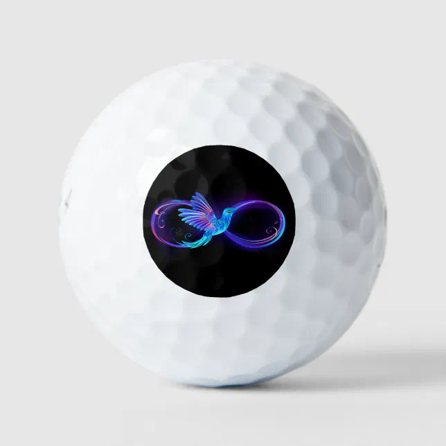 Neon Infinity Symbol with Glowing Hummingbird Golf Balls | Zazzle