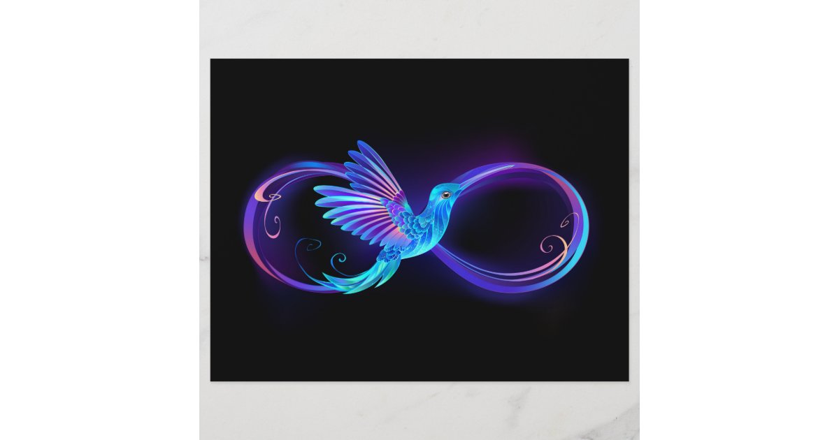 Neon Infinity Symbol with Glowing Hummingbird Letterhead | Zazzle