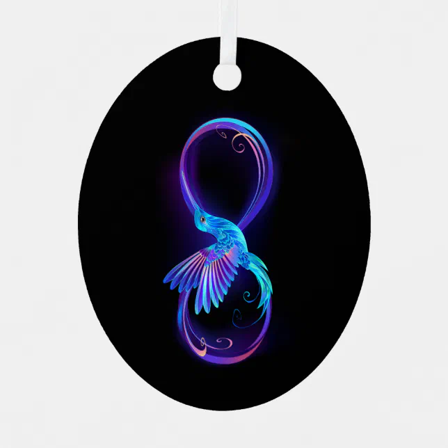 Neon Infinity Symbol with Glowing Hummingbird Metal Ornament | Zazzle