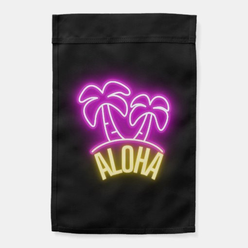 Neon Island Greeting Garden Flag | Zazzle