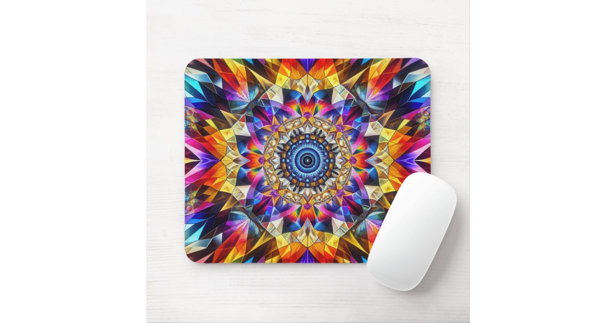 Neon Kaleidoscope Design Mouse Pad | Zazzle